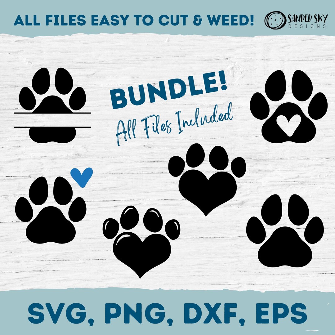 Paw Print Bundle SVG, Dog Paw Print SVG, Paw Print Clipart, Puppy PNG ...