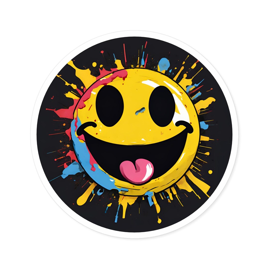 Smiley Face Round Stickers, Indoor/outdoor, Decals, Happy Face ...