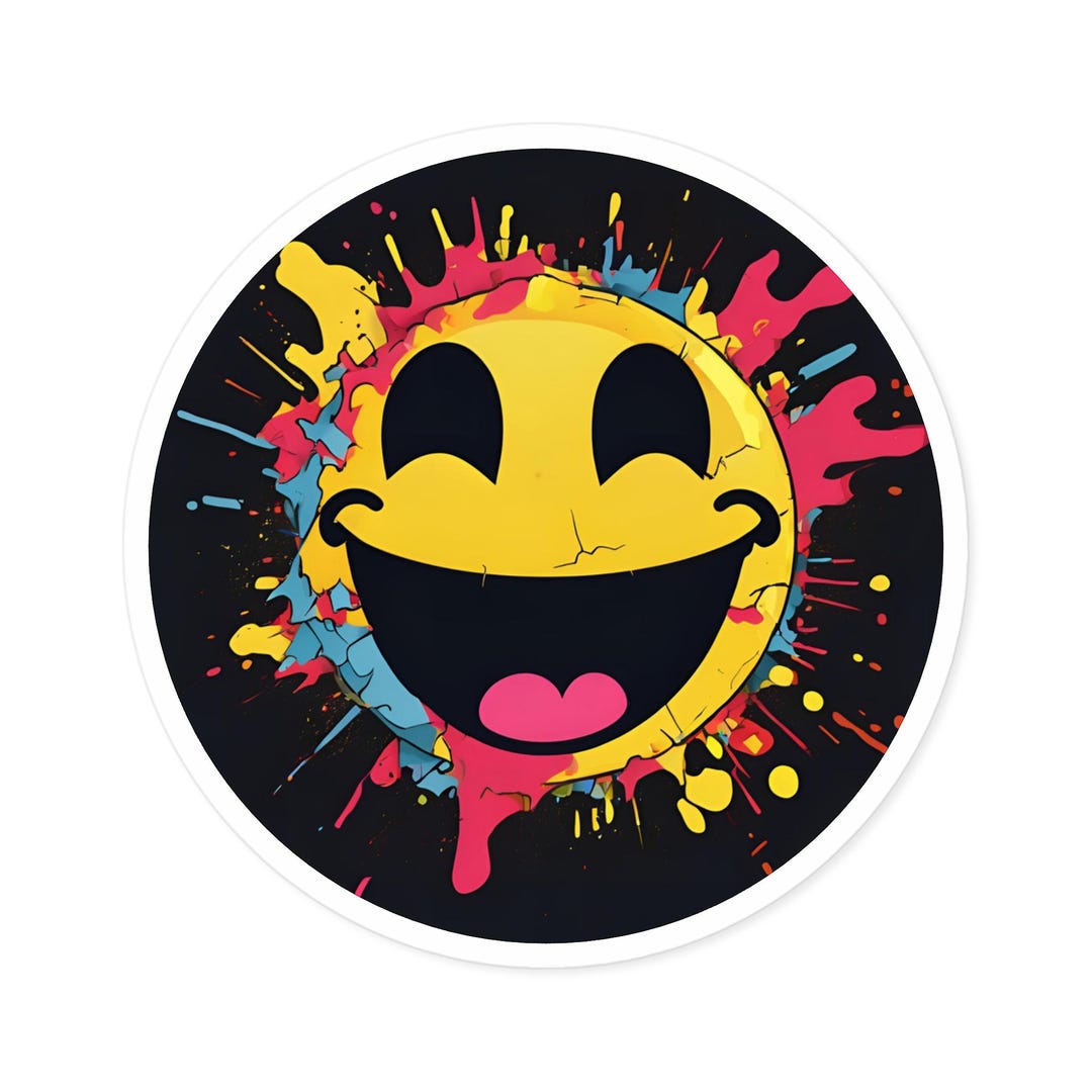Smiley Face Round Stickers, Indoor/outdoor, Decals, Happy Face ...