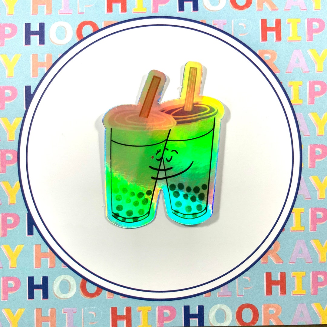 Matcha Teas Hugging Holographic Sticker Boba Tea Sticker - Etsy