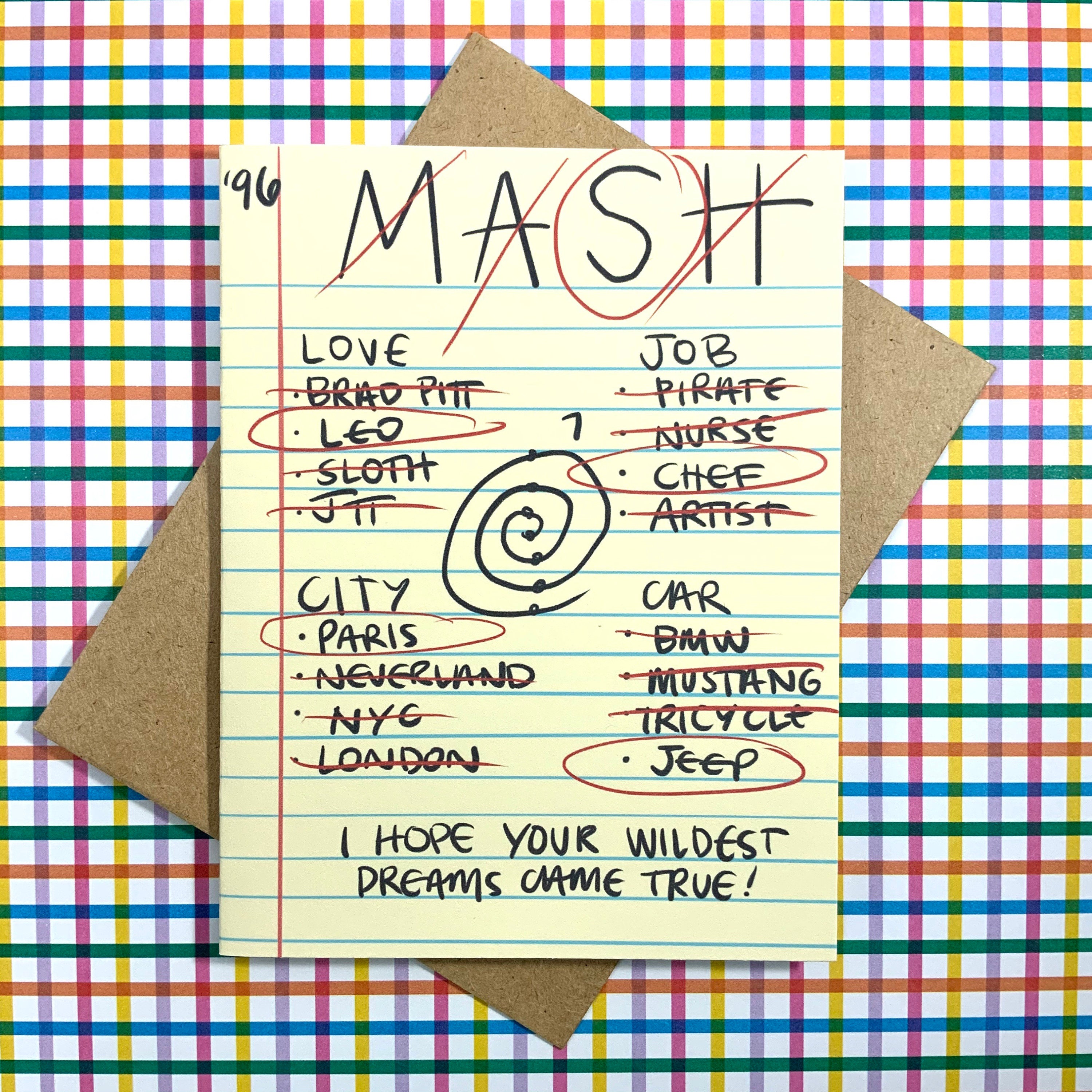 MASH Game Card Funny Anniversary Card Card For Millennial Game Of Mash ...