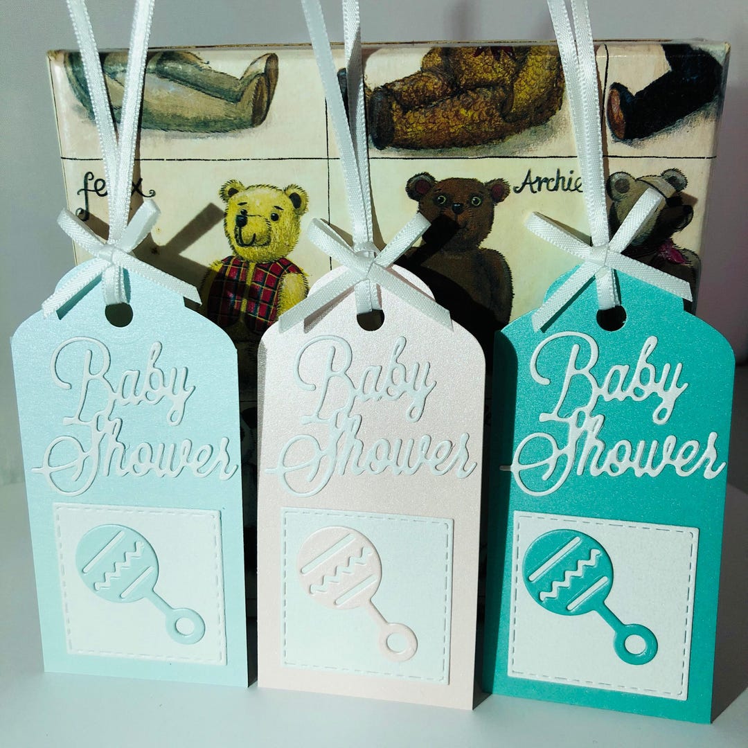 Baby Shower Gift Tags Set of 10 LUXURY HANDMADE Baby Boy Girl Gift Tag ...