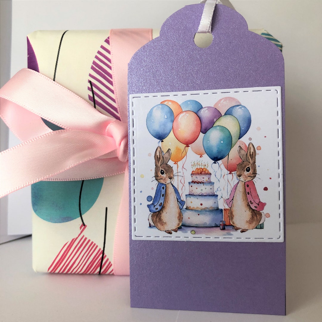 Peter Rabbit Gift Tag Baby Lily Bobtail Bunny Handmade 4 Tags Lilac ...