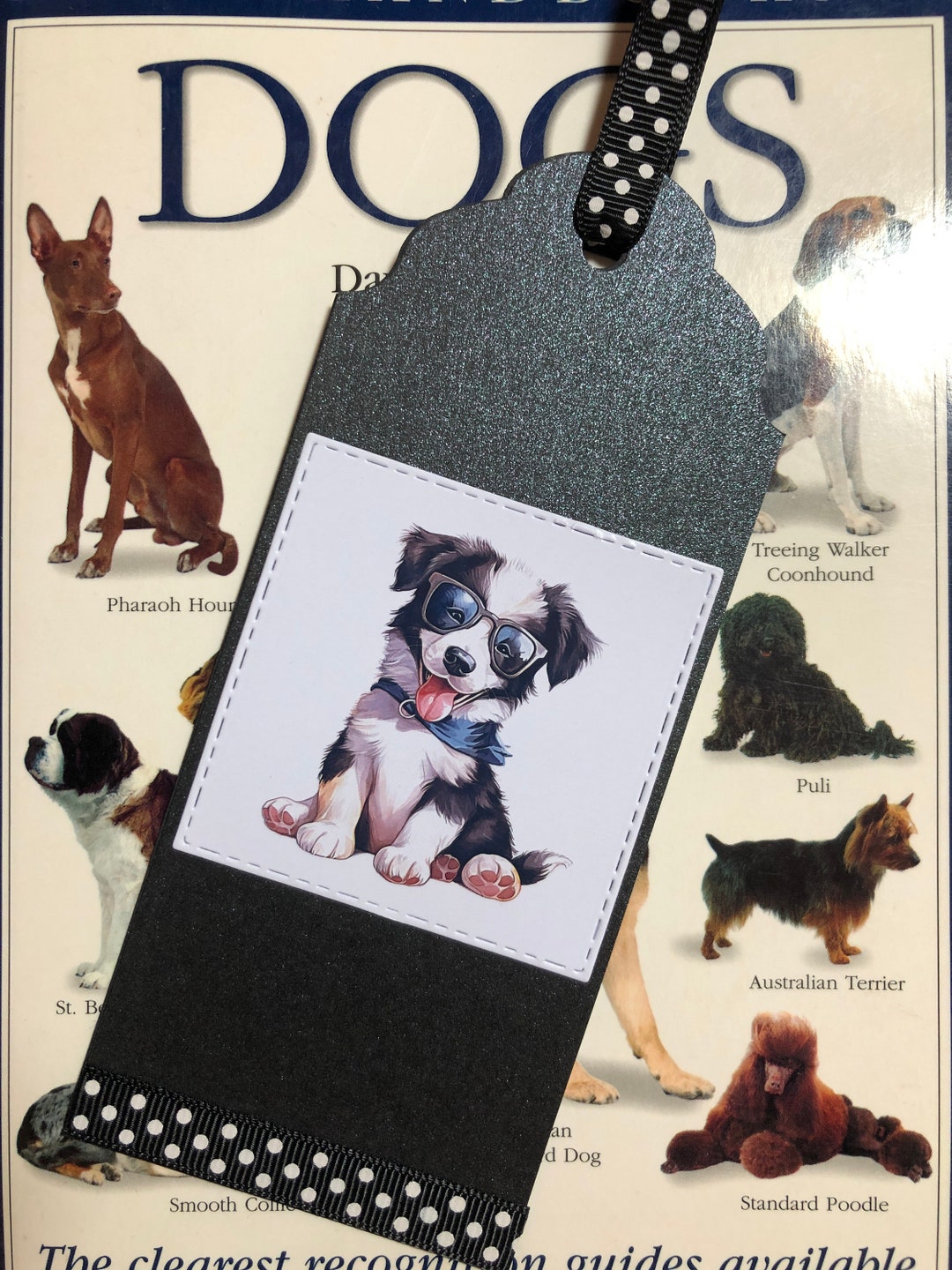 BORDER COLLIE BOOKMARK Handmade Sheepdog Puppy Sturdy Bookmark Ribbon ...
