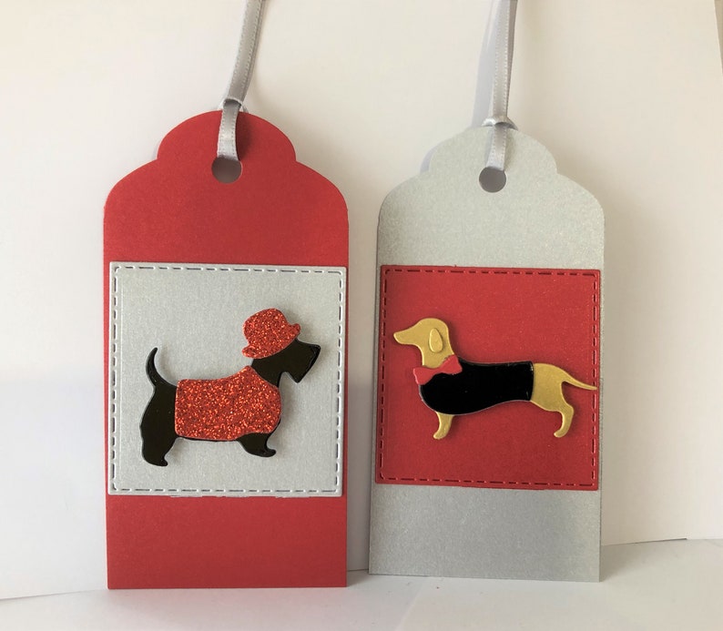 Handmade Dog Gift Tag Set: Sparkly Christmas, Birthday Tags - Etsy