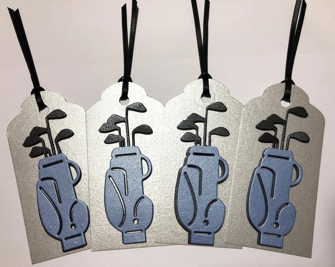 Golf Gift Tags Handmade Set of 4 Gift Tags Black and Blue Golf Bag Tee ...