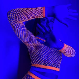 Neon Orange Blacklight Booty Shorts: Rave Festival Outfit With Shorts ...