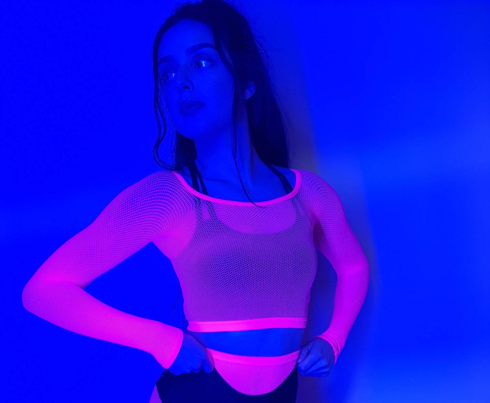 Neon Acid Hot Pink Fishnet Tights Top UV Reactive Fishnet | Etsy
