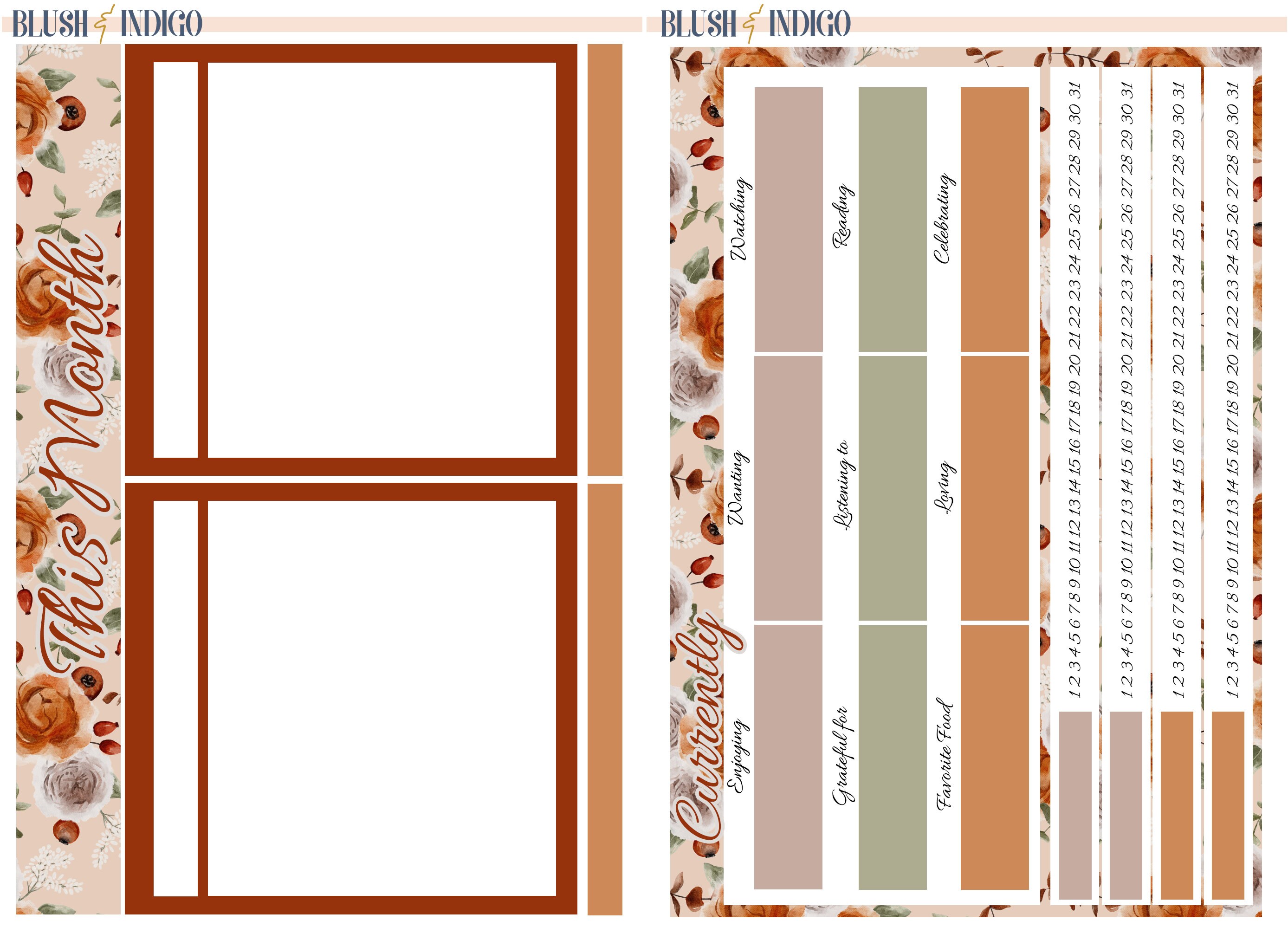 Printable Monthly Notes - Dashboard Page Kit | Planner Stickers (for ...
