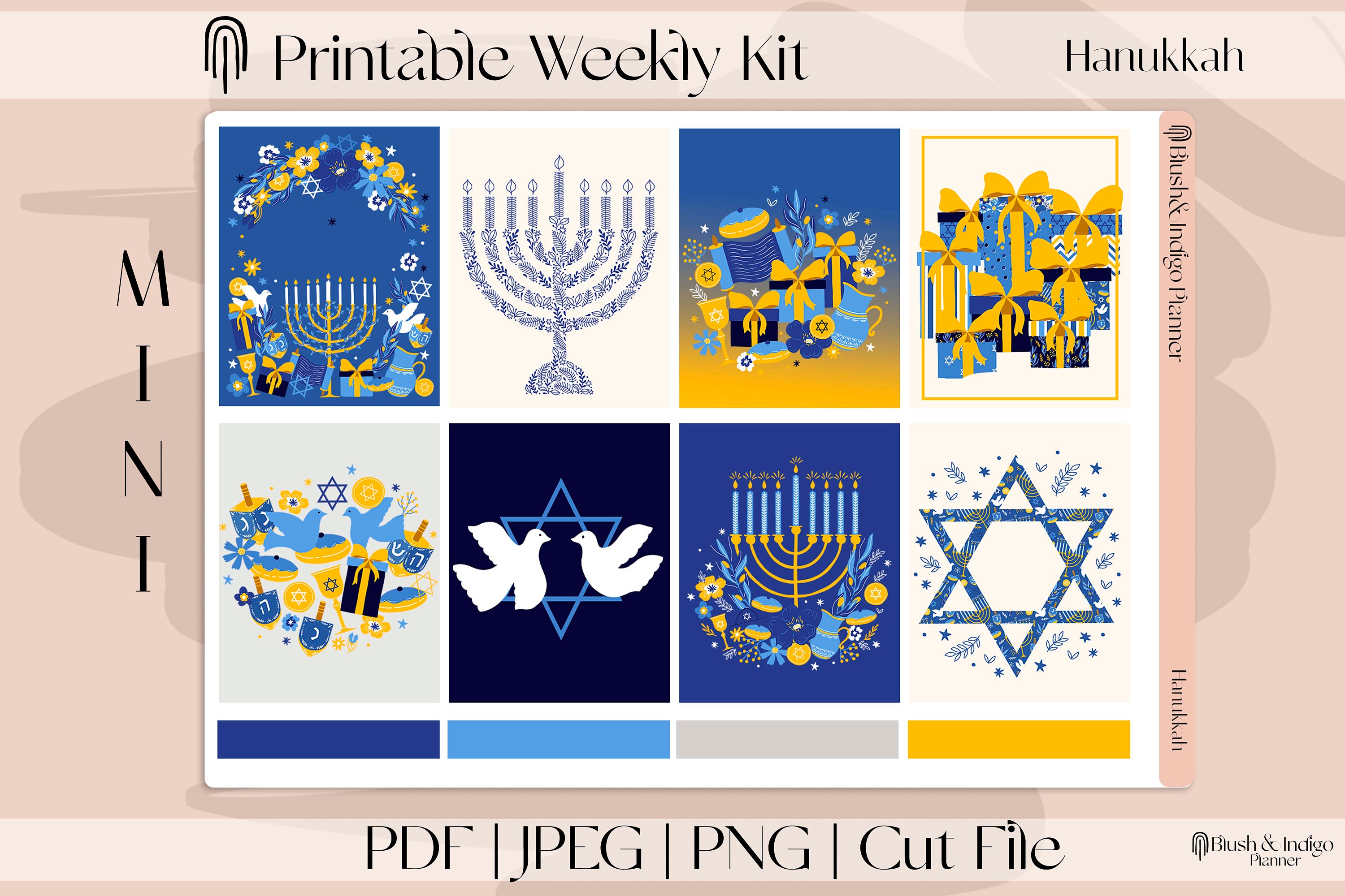 Hanukkah MINI - 7"x9" Printable Planner Stickers, Vertical Weekly ...