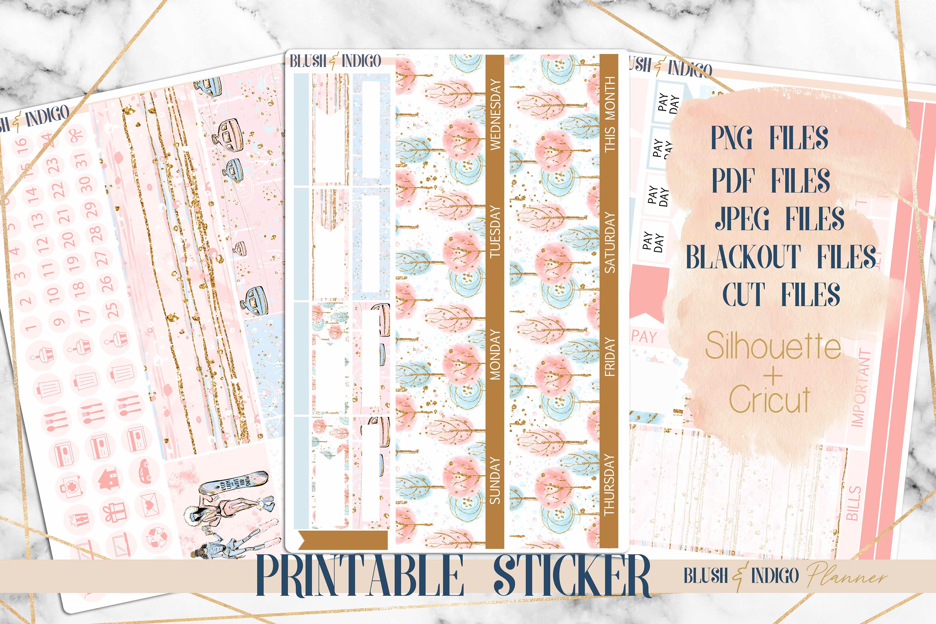 Snow Day Printable Planner Stickers, Printable Monthly Stickers Kit ...