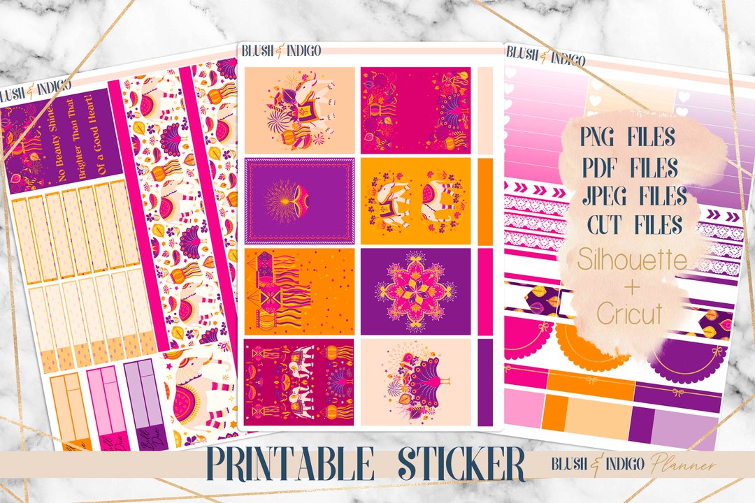 Lights Festival Printable Planner Stickers, Vertical Weekly Planner Kit ...