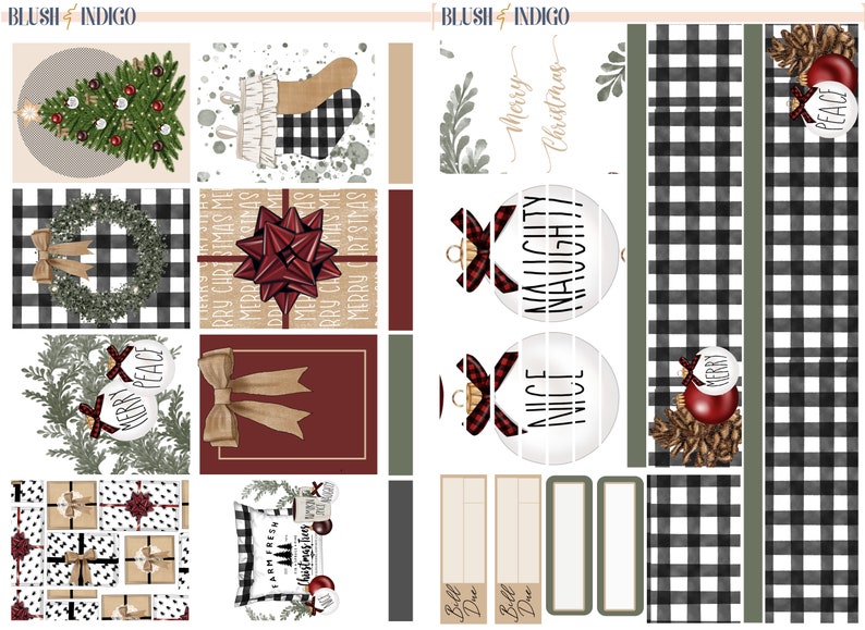 Farmhouse Christmas Printable Planner Stickers Weekly Sticker | Etsy