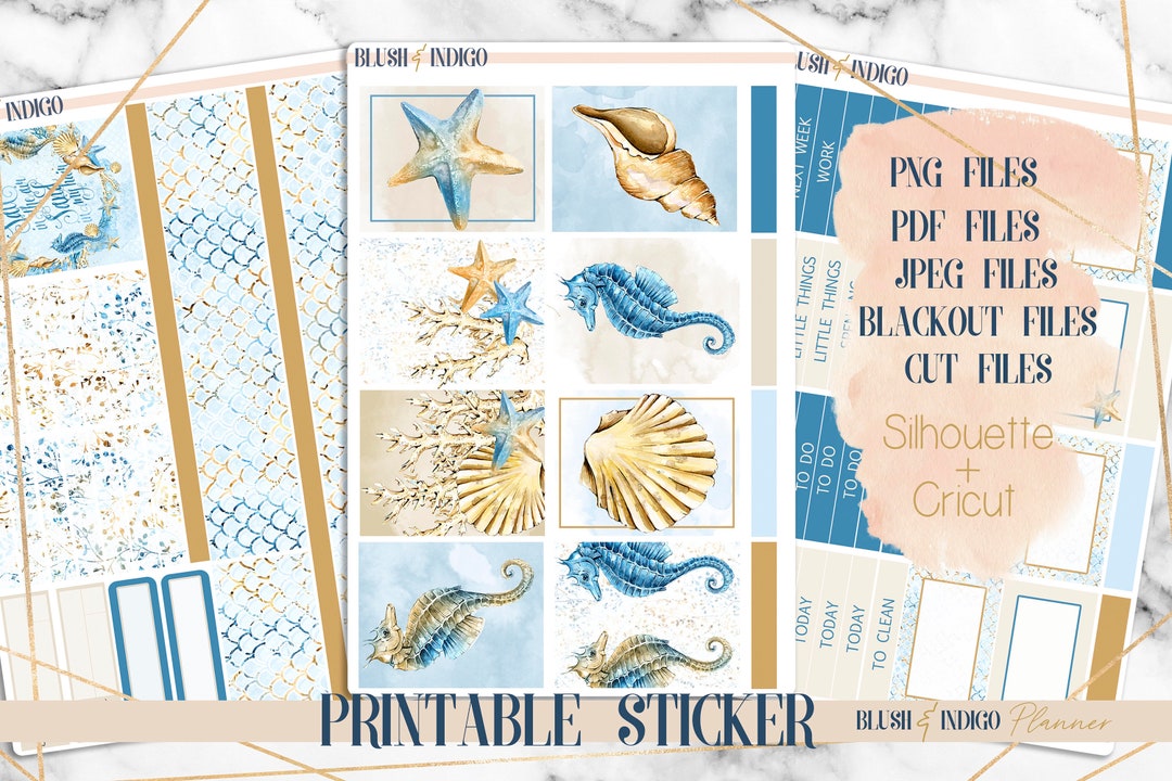 Sea and Sand Printable Planner Stickers, Printable Weekly Stickers Kit ...
