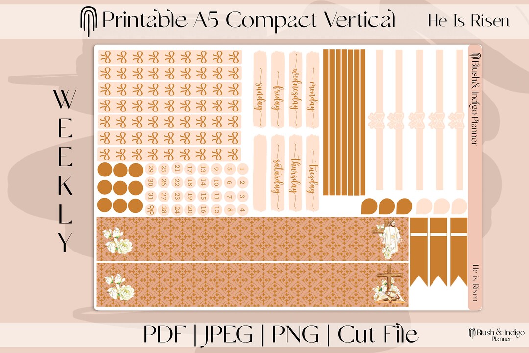 He is Risen | Printable Compact Vertical Weekly Planner Stickers A5 ...