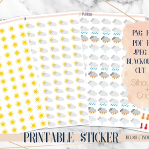 Printable WEATHER TRACKER Planner Stickers Erin Condren - Etsy