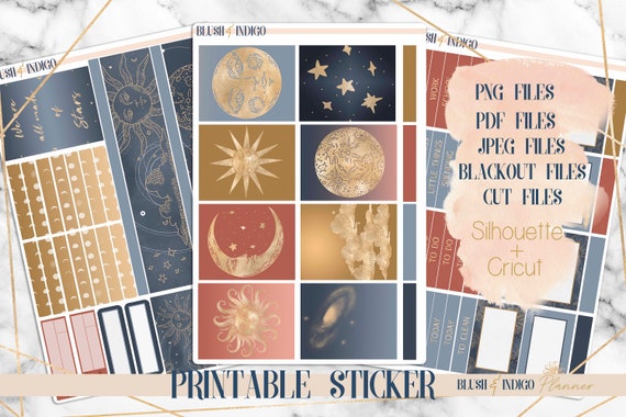 Celestial Printable Planner Stickers Weekly Printable Kit | Etsy