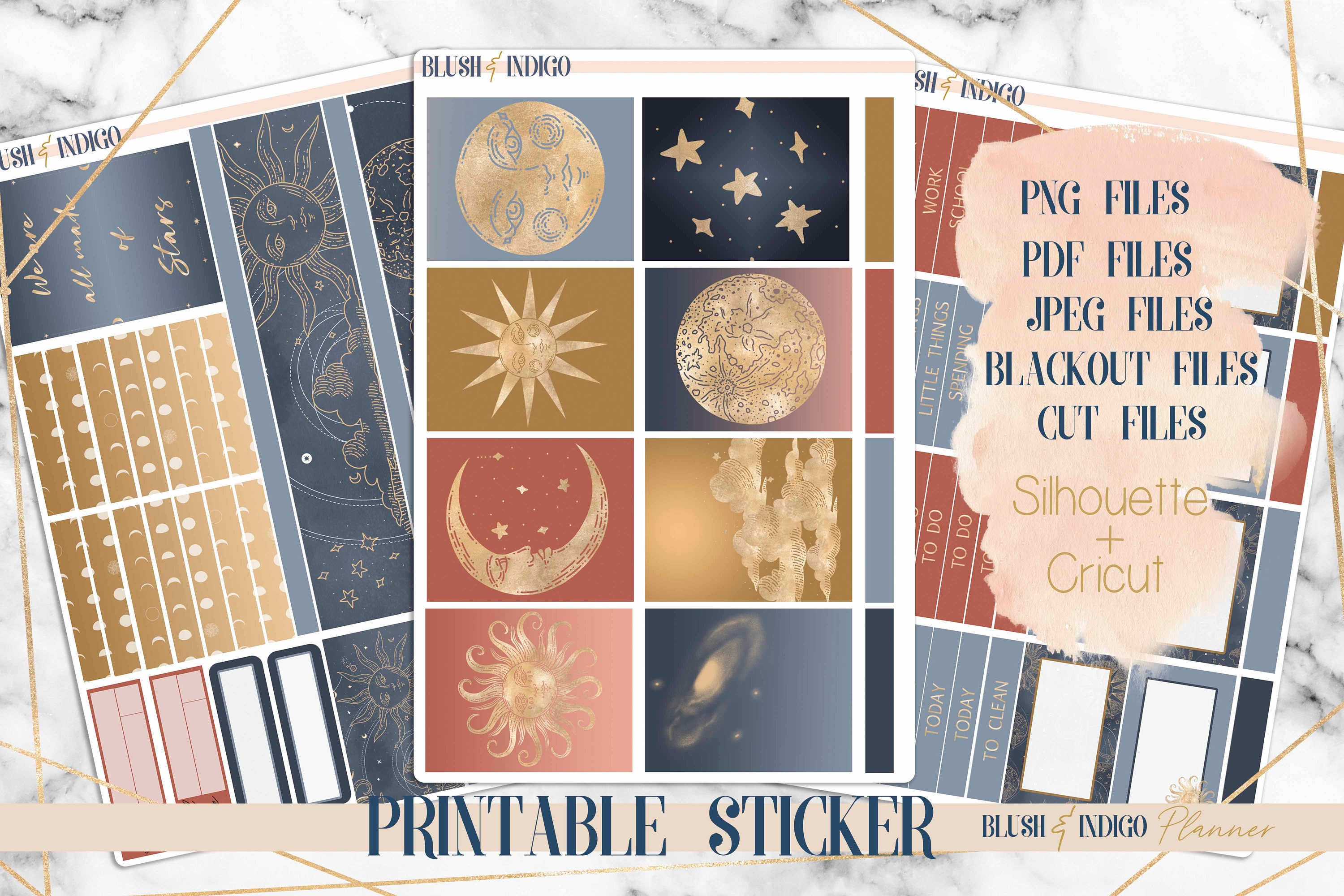 Celestial Printable Planner Stickers Weekly Printable Kit - Etsy