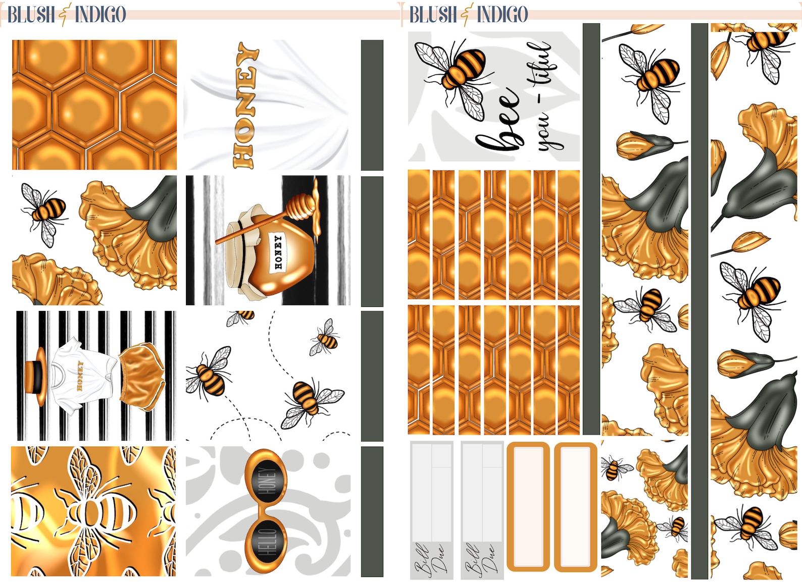 Honey Bee Printable Planner Stickers Printable Weekly - Etsy