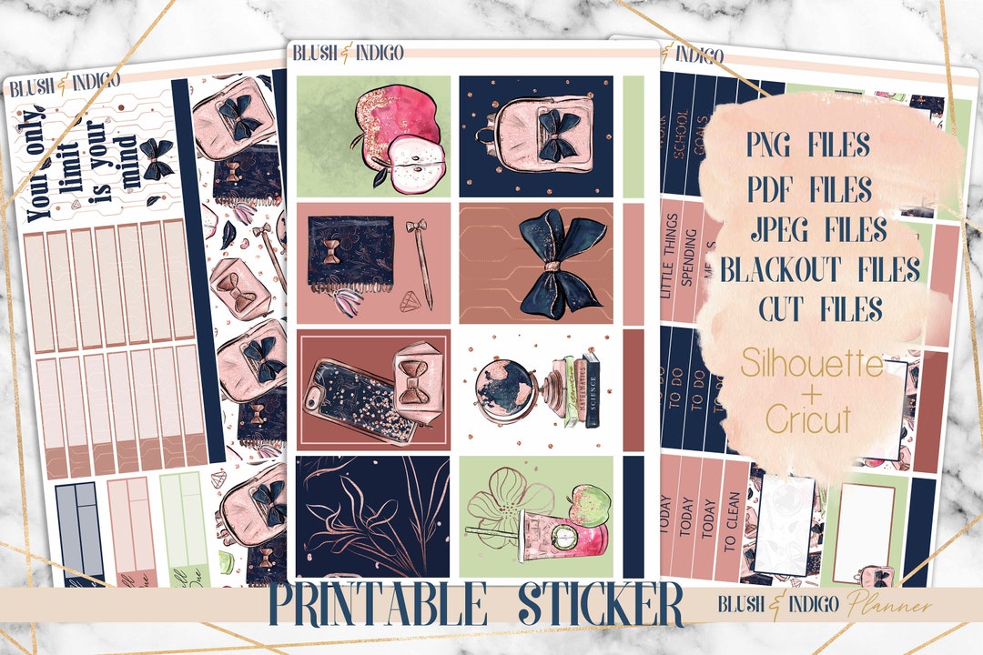 Too Cool for School Printable Planner Stickers, Vertical Weekly Planner ...