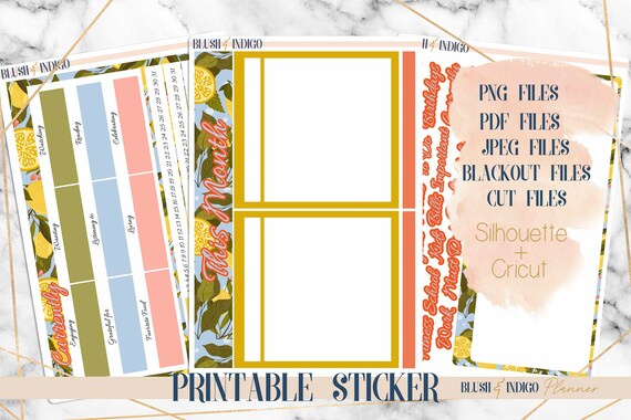 Lemon Blossom Summer Printable Notes Page Dashboard Page Kit | Etsy