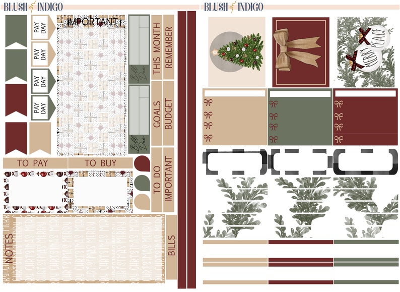 Farmhouse Christmas Printable Monthly Planner Stickers, Fits Erin ...