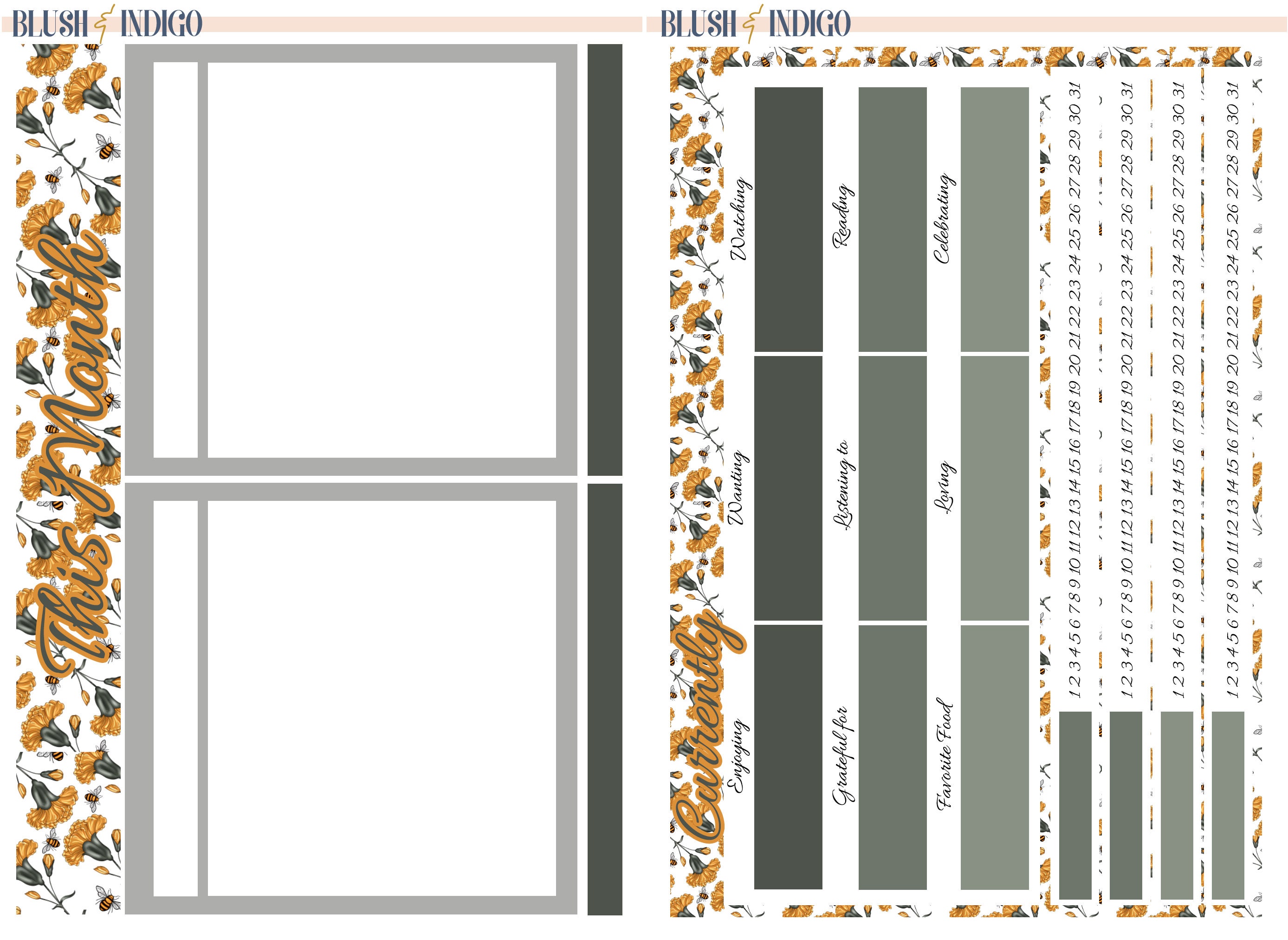 Printable Monthly Notes - Dashboard Page Kit | Planner Stickers (for ...