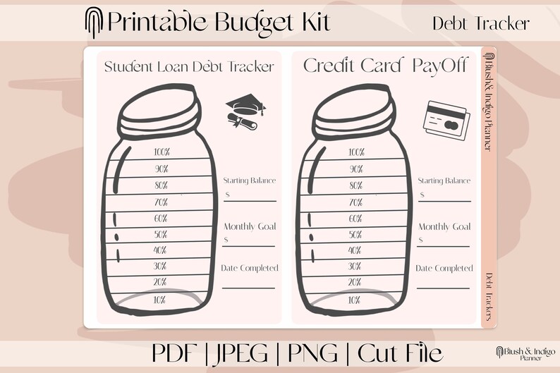 Printable Debt Tracker, Savings Tracker Individual Debt Progress ...