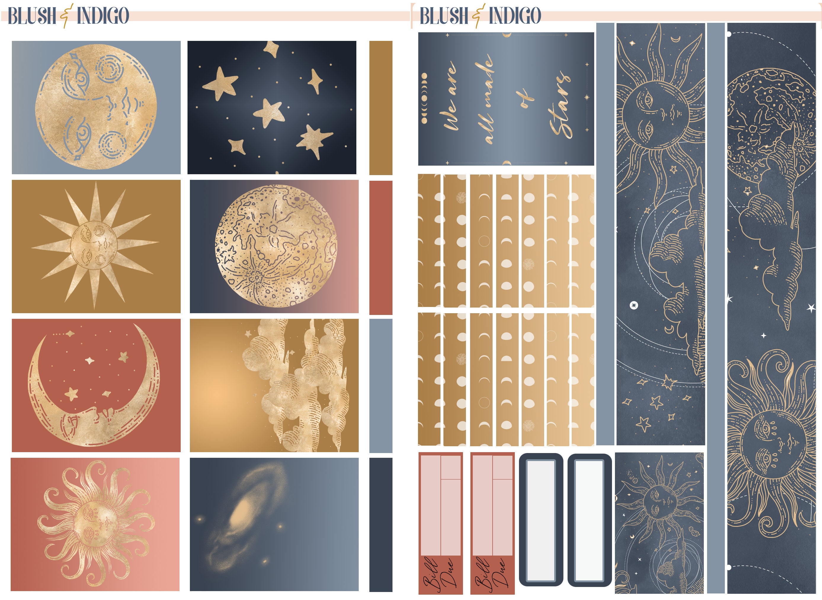 Celestial Printable Planner Stickers Weekly Printable Kit - Etsy