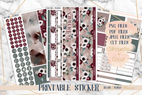 February Printable Planner Stickers Printable Monthly | Etsy