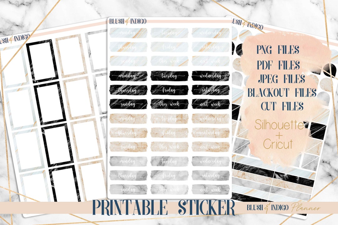 Printable MARBLE FUNCTIONAL Set Planner Stickers Erin Condren Planner ...