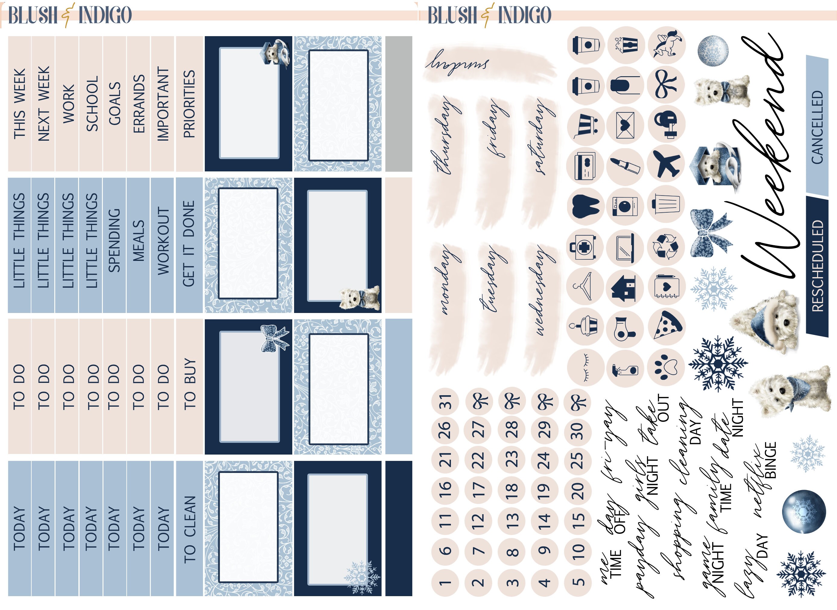 FIRST SNOW Printable Planner Stickers Printable Weekly | Etsy