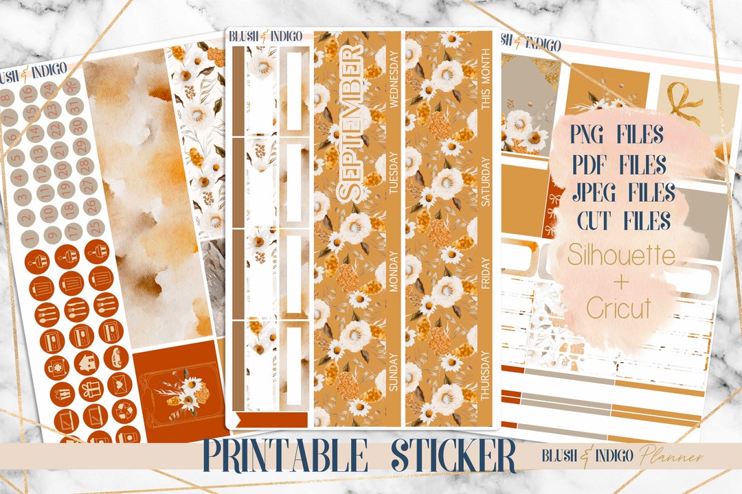September Printable Planner Stickers, Printable Monthly Stickers Kit ...