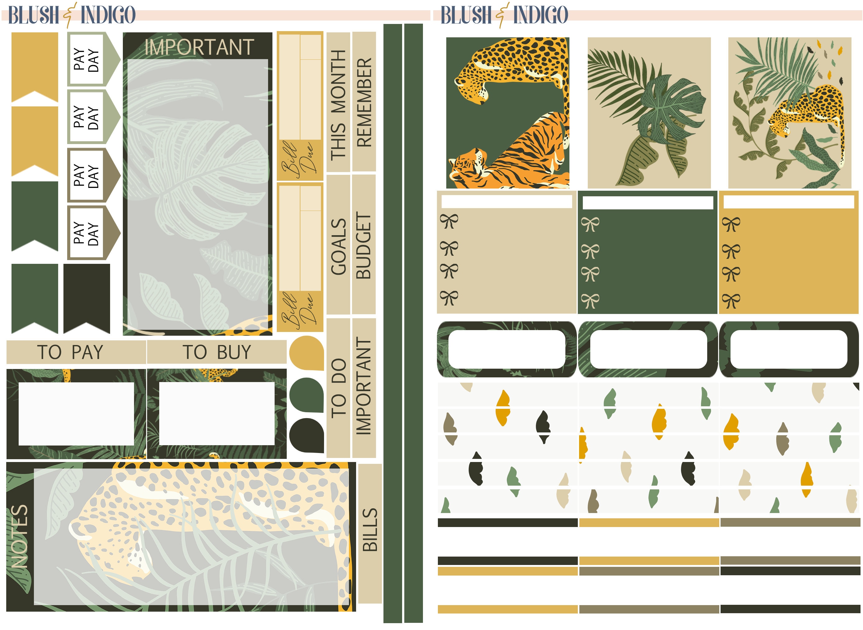 Jungle Tiger Printable Planner Stickers, Printable Monthly Stickers Kit ...