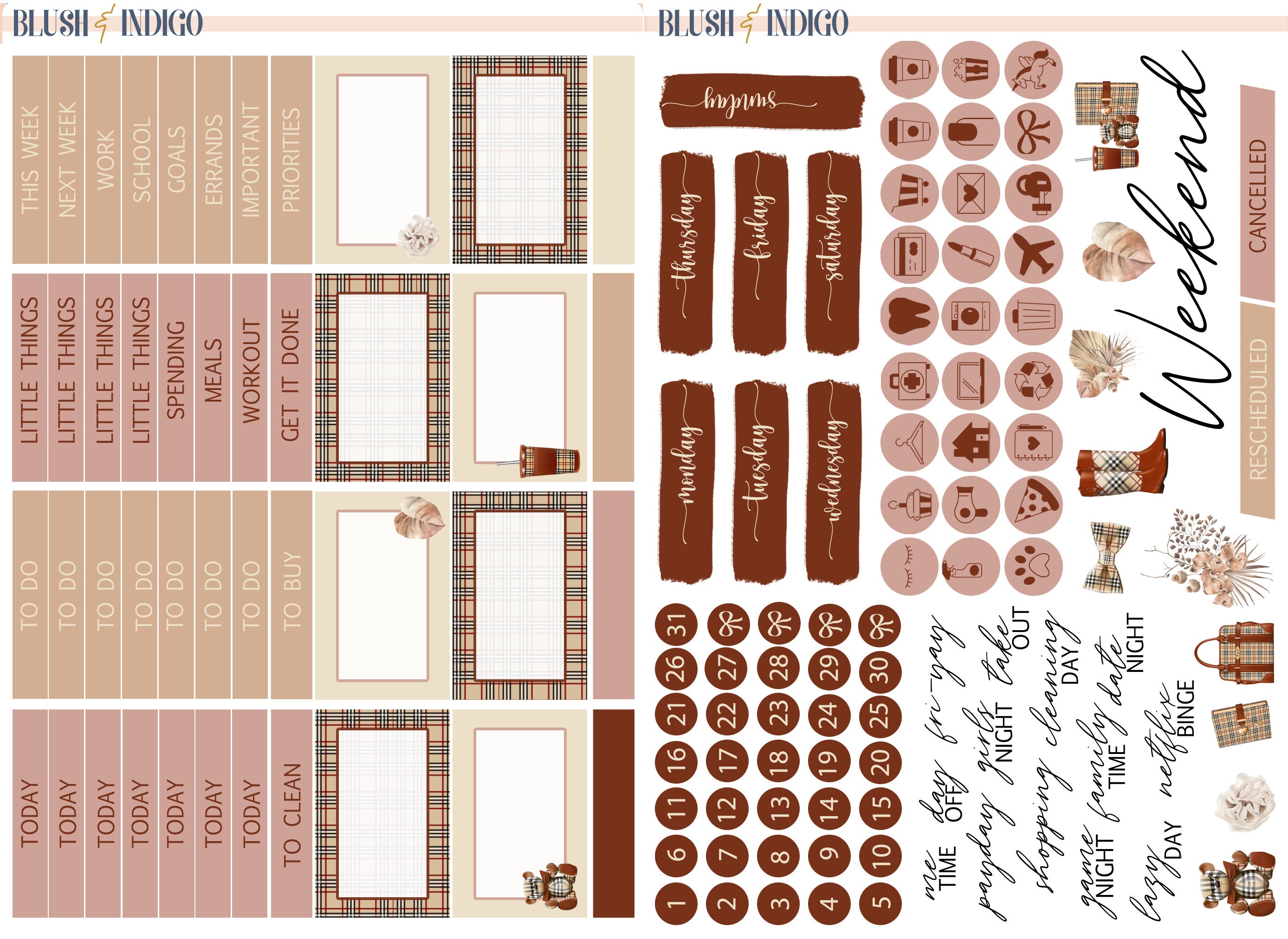 Fashionista Printable Planner Stickers Vertical Weekly | Etsy