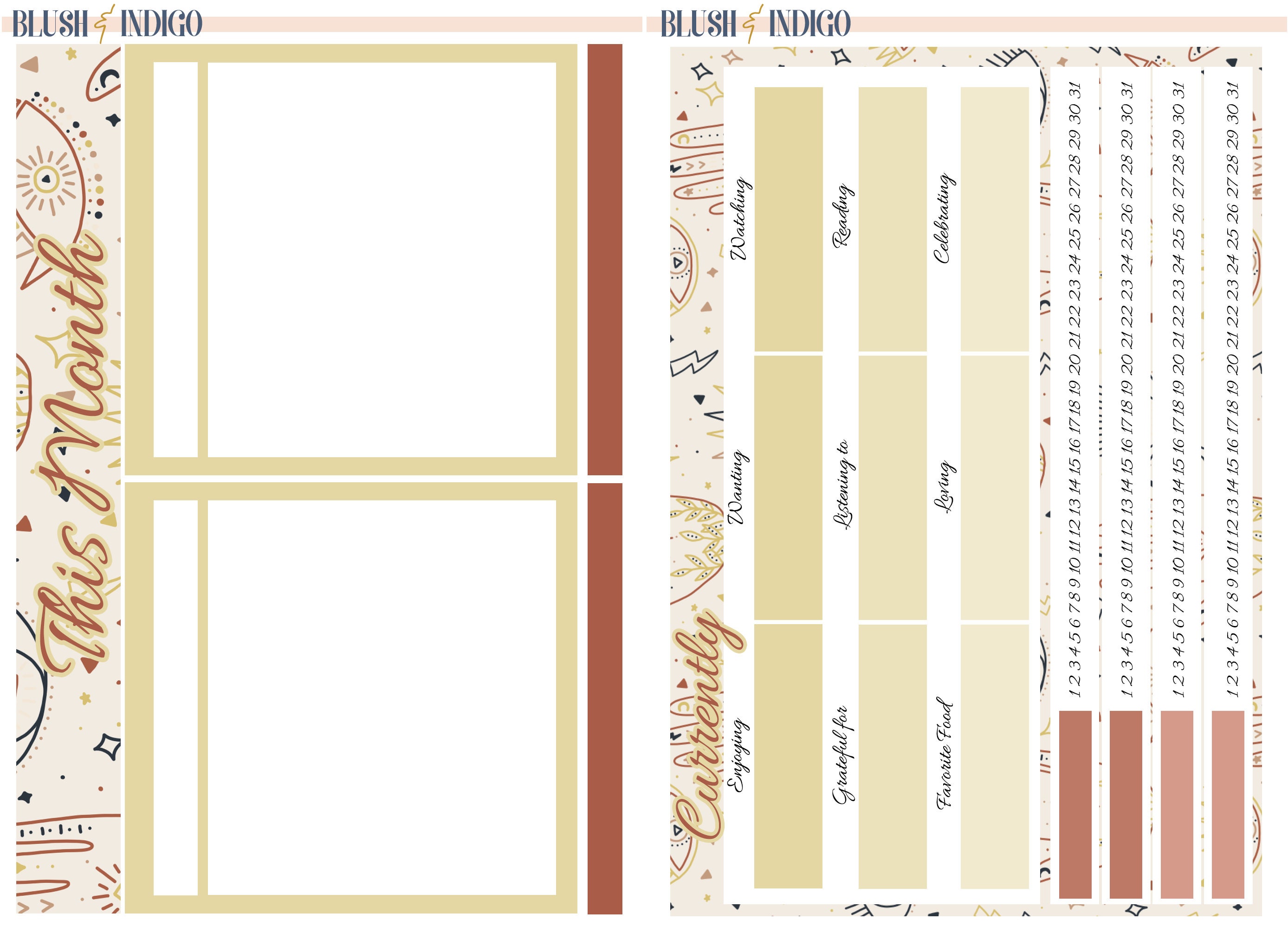 Printable Monthly Notes Dashboard Page Kit Planner | Etsy