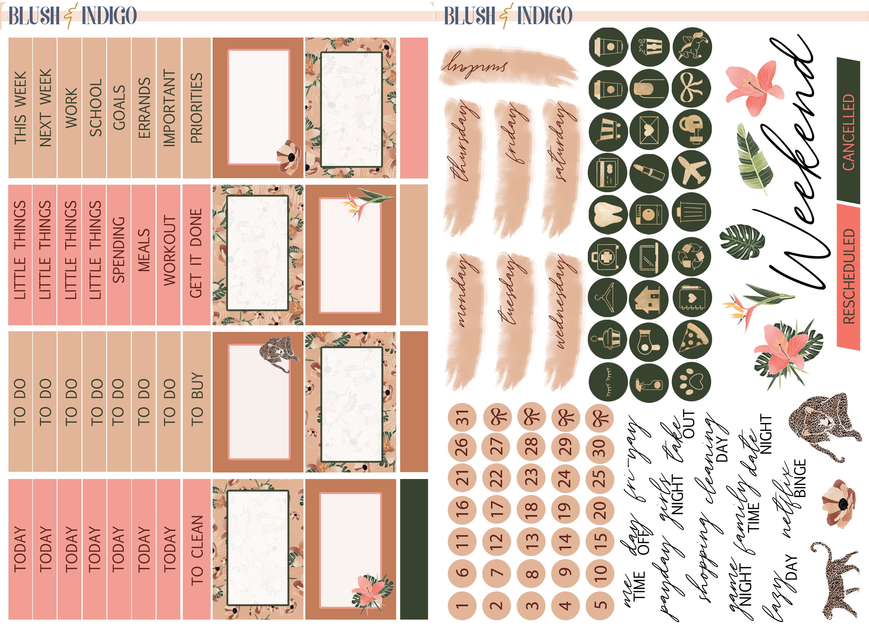 Wild Tiger Printable Planner Stickers Printable Weekly - Etsy