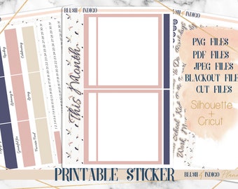 Printable Monthly Notes Dashboard Page Kit Planner Stickers for Erin ...