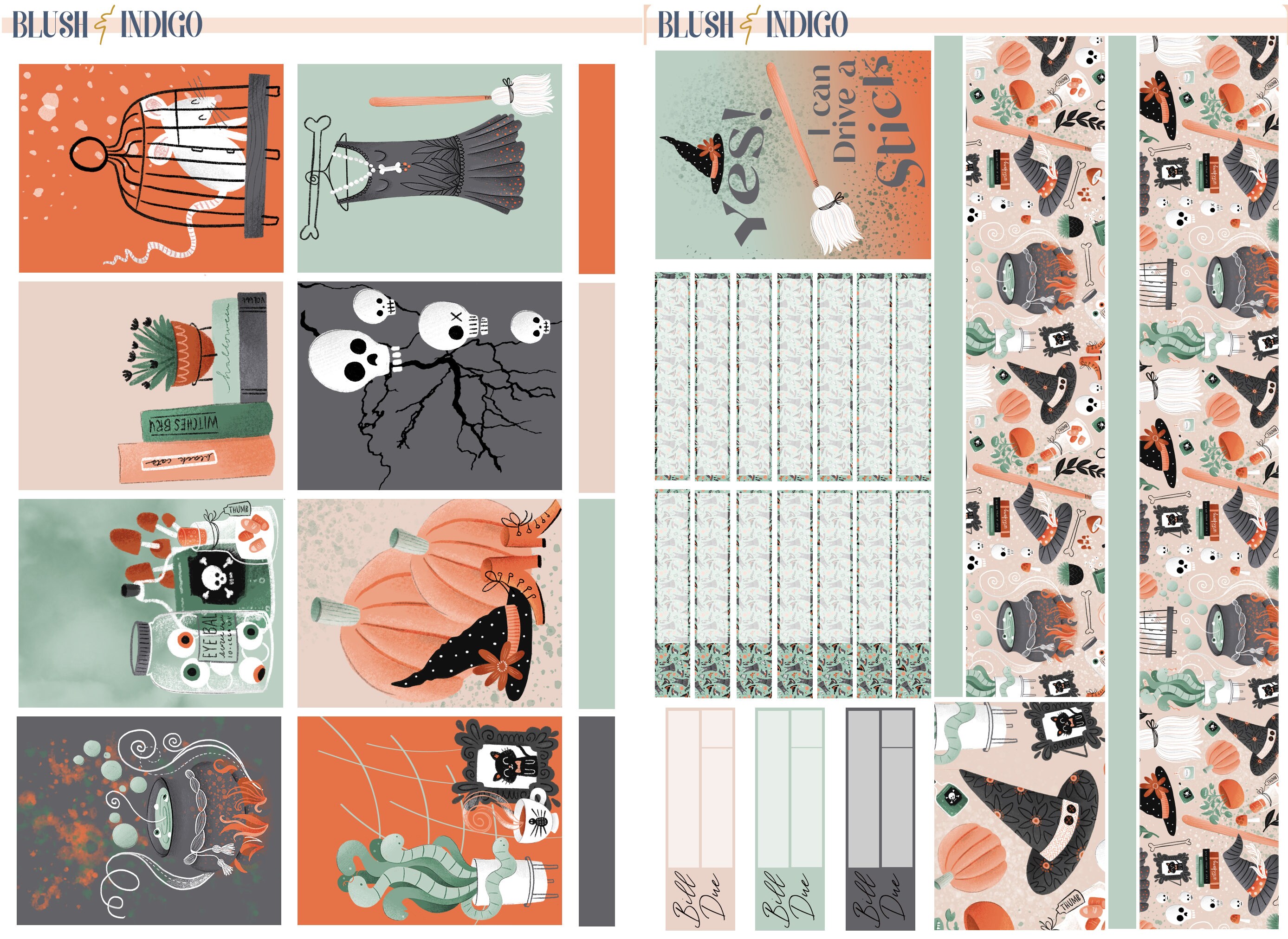 Lil' Witch - Halloween Printable Planner Stickers, Vertical Weekly ...