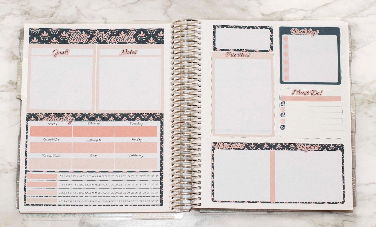Printable Monthly Notes Dashboard Page Kit Planner - Etsy
