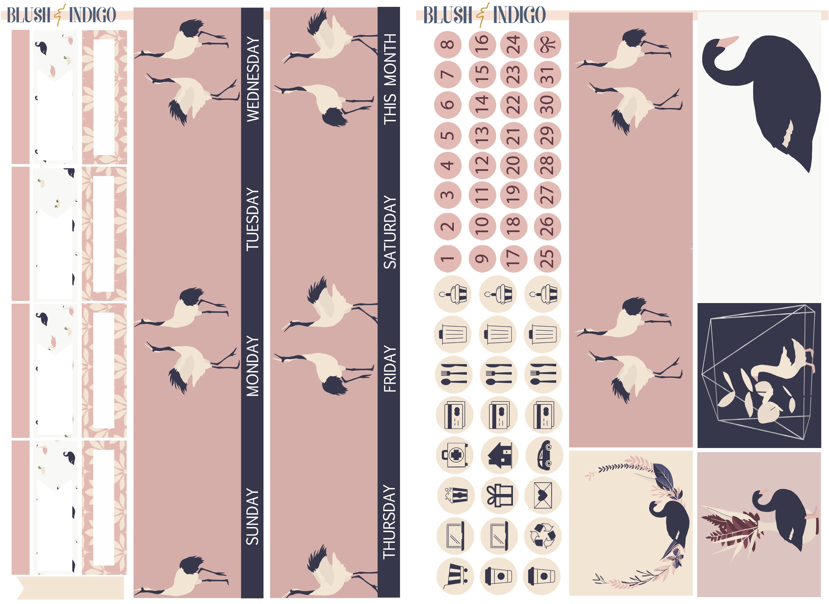 Bird's Symphony Printable Planner Stickers, Printable Monthly Stickers ...