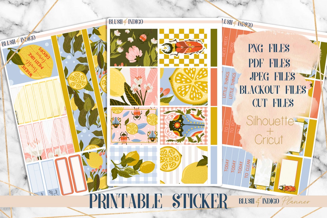 Lemon Blossom Summer Printable Planner Stickers, Printable Weekly ...