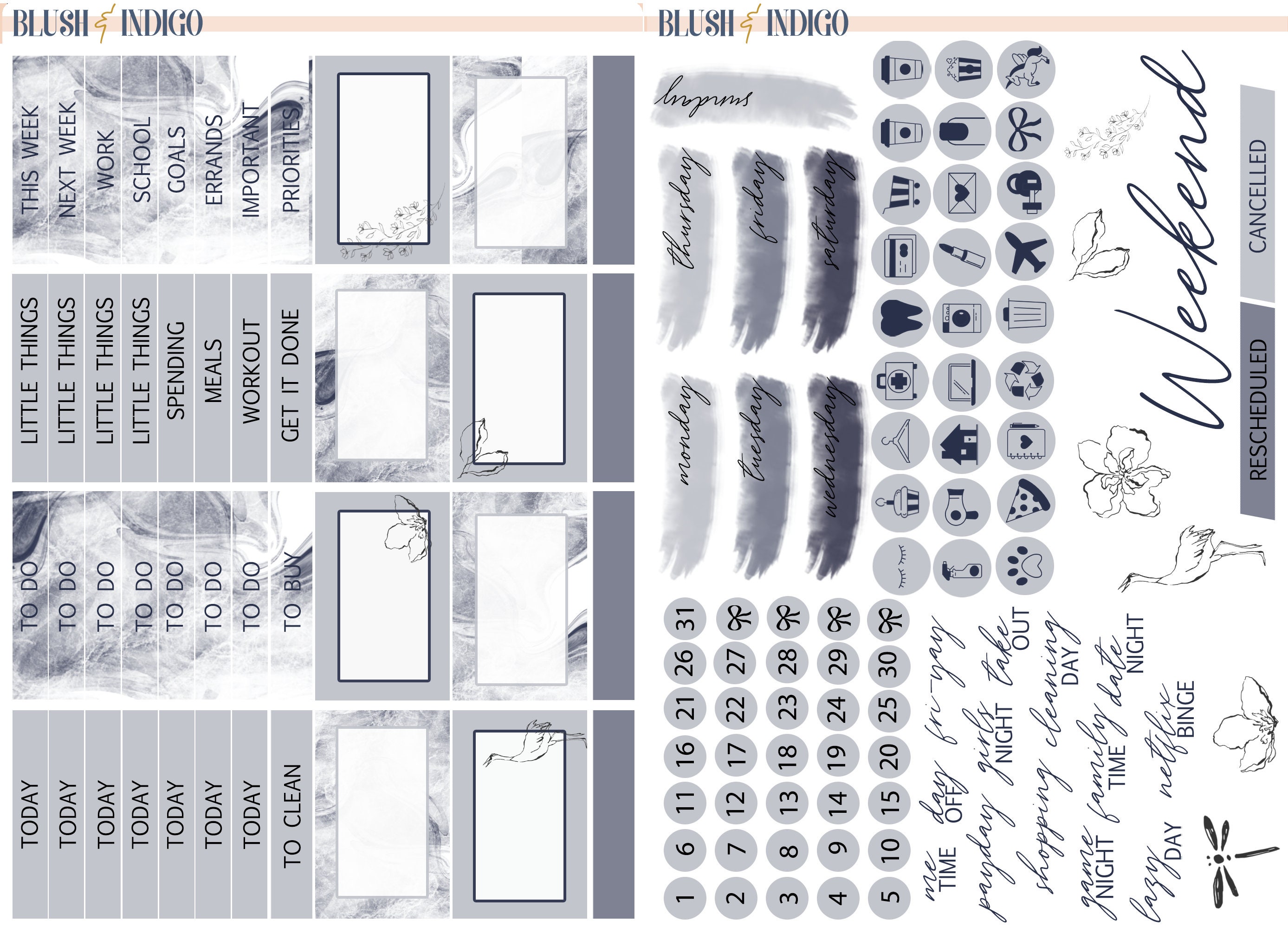 Simple Things Printable Planner Stickers Printable Weekly | Etsy