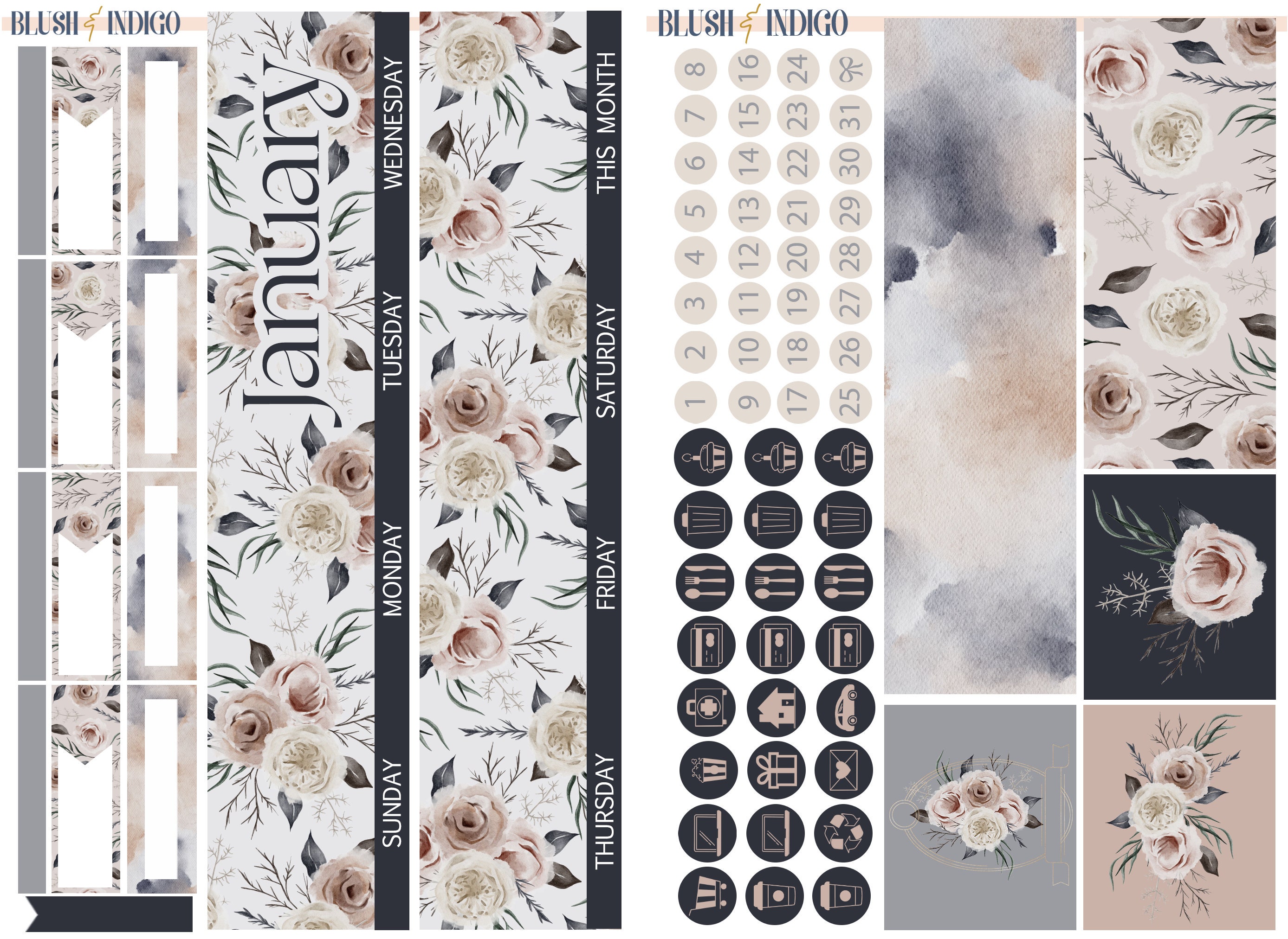 January Printable Planner Stickers Printable Monthly Stickers | Etsy