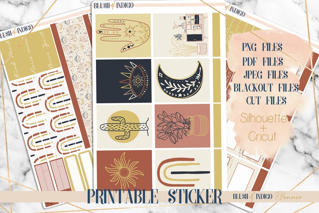 Boho Chic Printable Planner Stickers, Printable Weekly Stickers Kit
