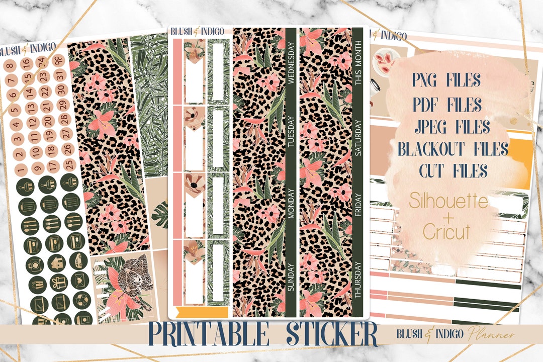 Wild Tiger Printable Planner Stickers, Printable Monthly Stickers Kit ...