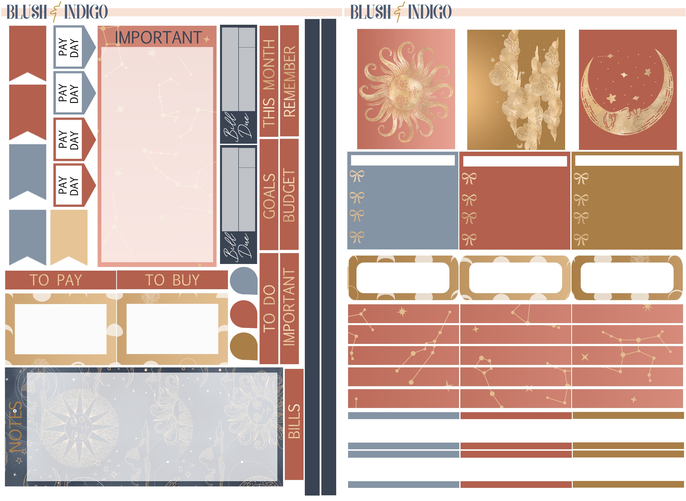 Celestial Printable Planner Stickers, Printable Monthly Stickers Kit ...