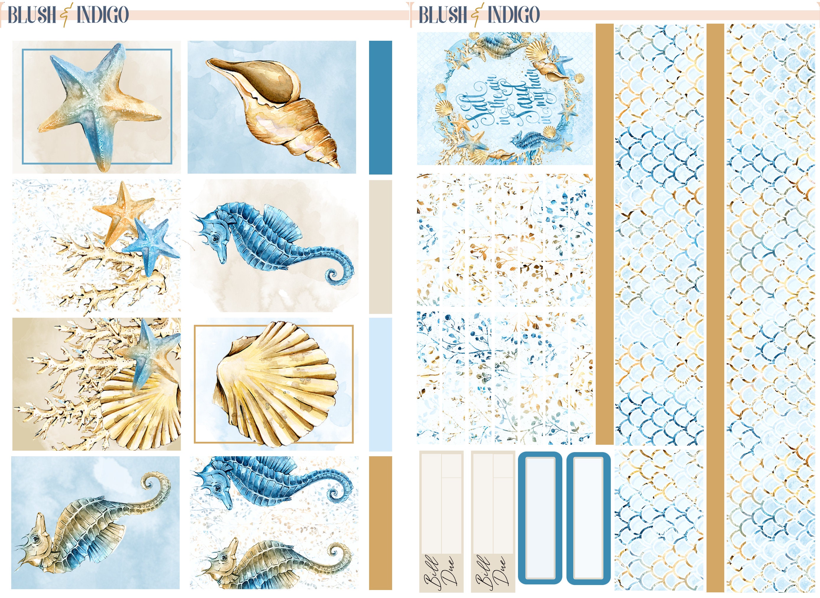 Sea and Sand Printable Planner Stickers Printable Weekly - Etsy