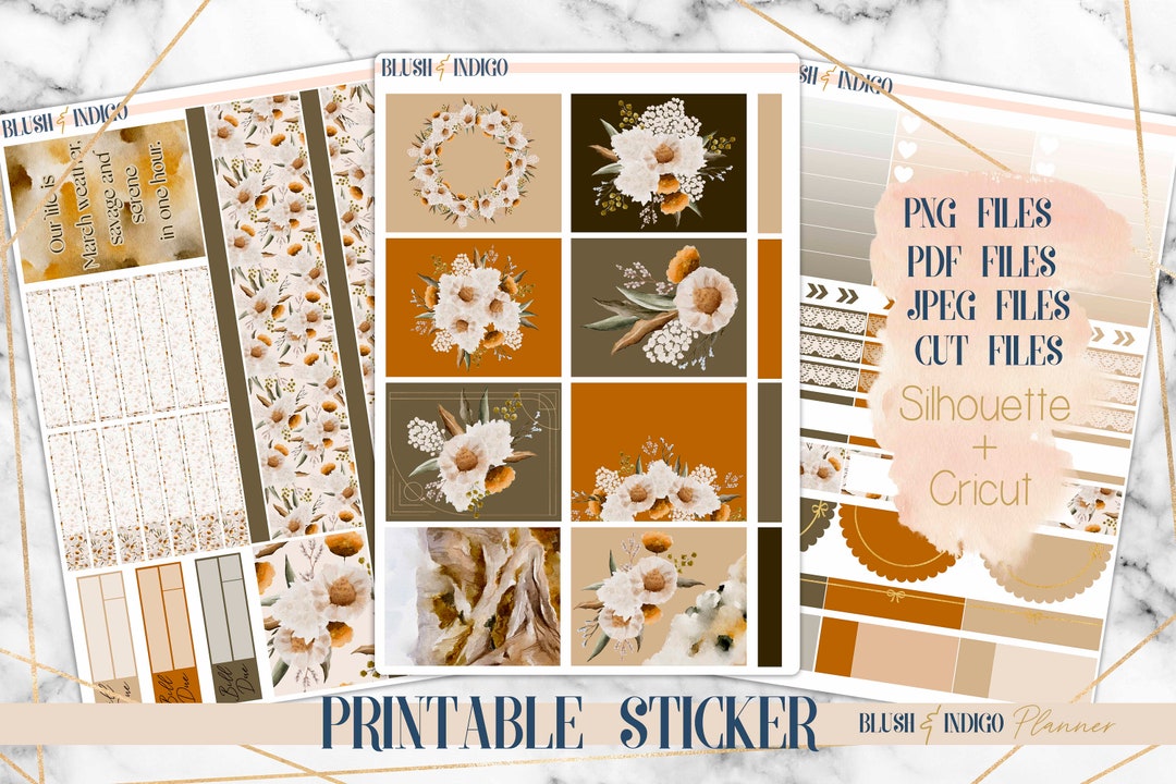 March Printable Planner Stickers, Vertical Weekly Planner Kit Fits Erin ...