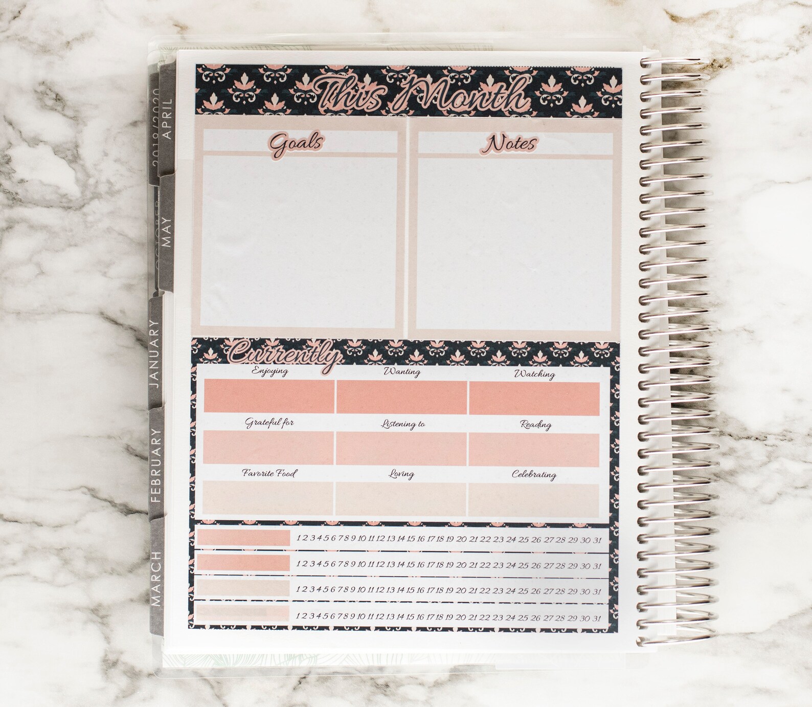 Printable Monthly Notes Dashboard Page Kit Planner | Etsy